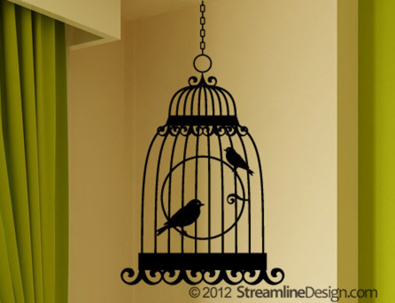 Birds in Cage Wall Decal birdcage decal vintage birdcage | Etsy