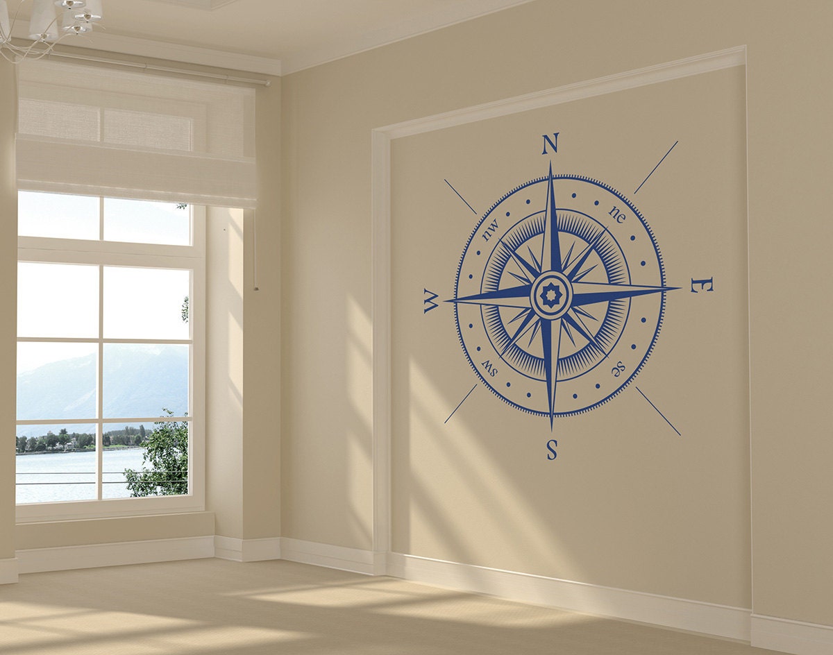 Compass Rose Large Wall Decal: Nautical Decor, Beach House Art - Etsy