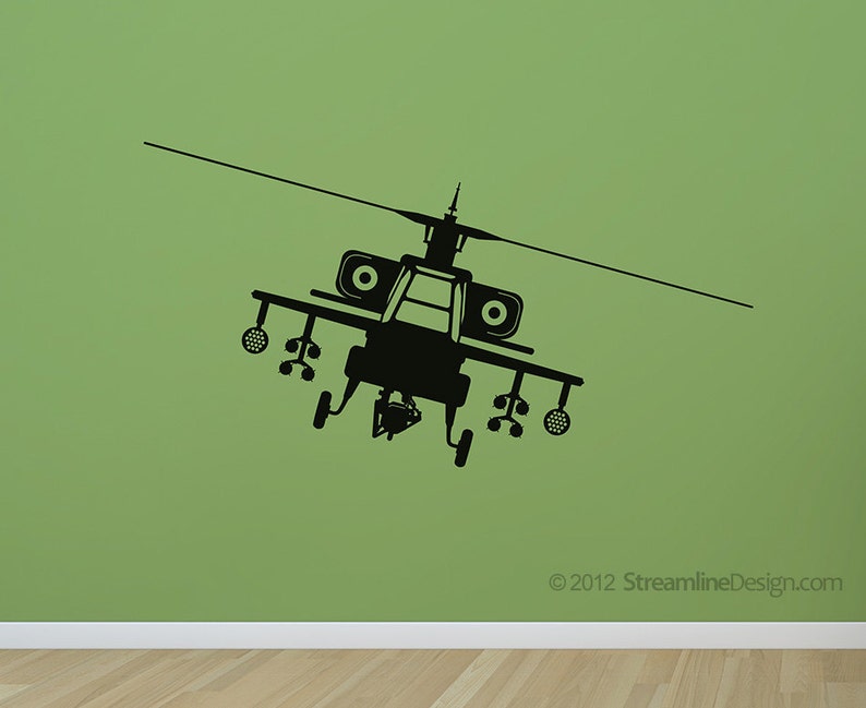 Apache Attack Helicopter Wall Decal Boys Wall Art Army - Etsy