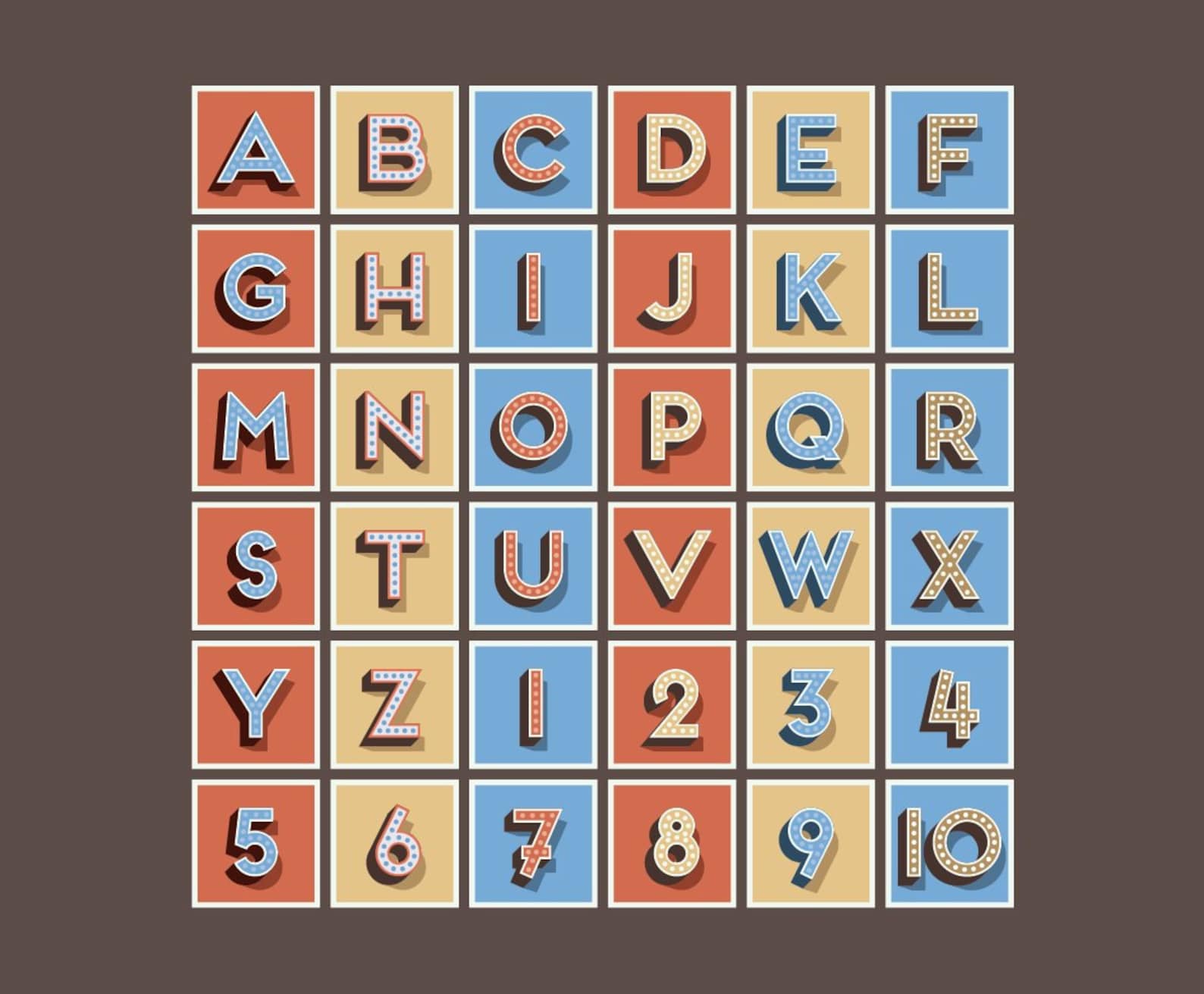 Childrens Retro Alphabet and Number Wall Decals learning | Etsy