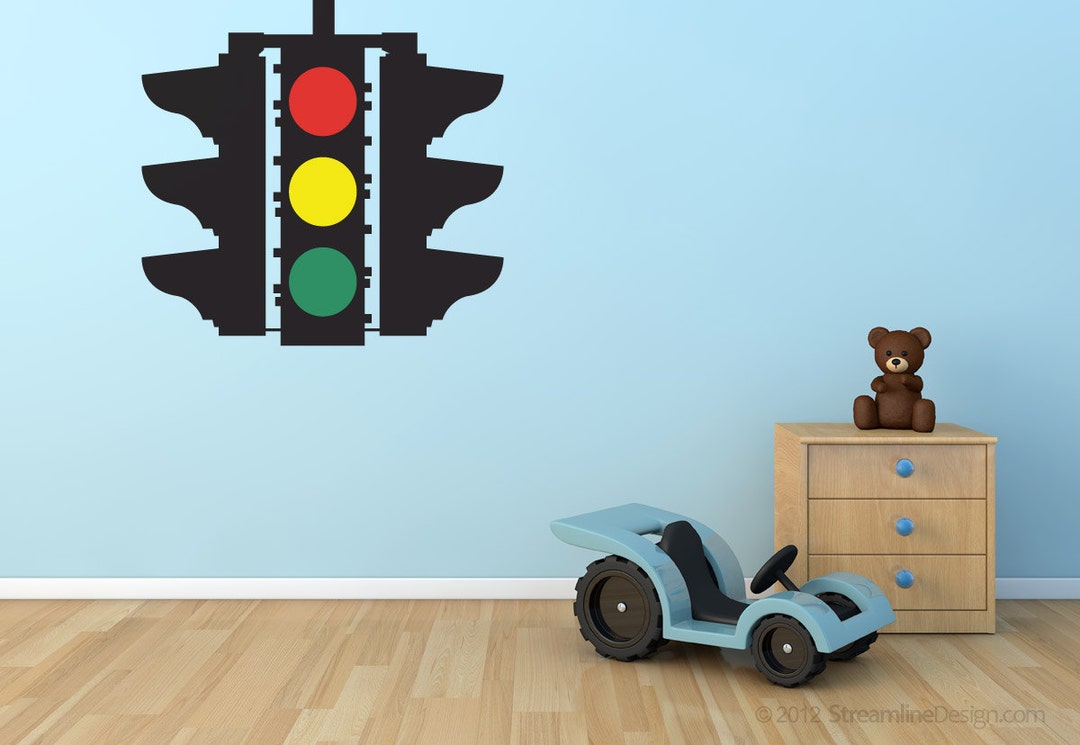 Stop Caution Go Traffic Light Wall Decal | Playroom Wall Art Boys Room ...
