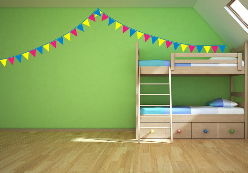 Tri Color Banner Flags Wall Decals Kids room wall stickers | Etsy