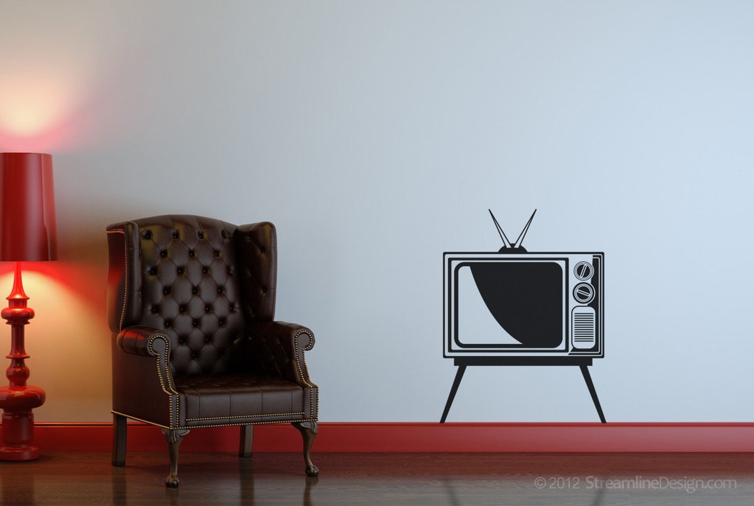 Retro Television Wall Decal | Tv Wall Decal Vintage Tv Wall Art ...