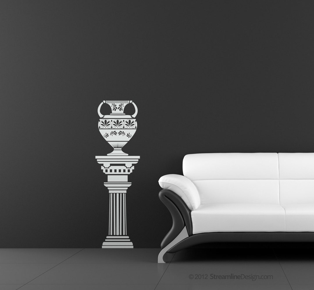 Ancient Greek Vase on Column - Removable Vinyl Wall Decal - Etsy