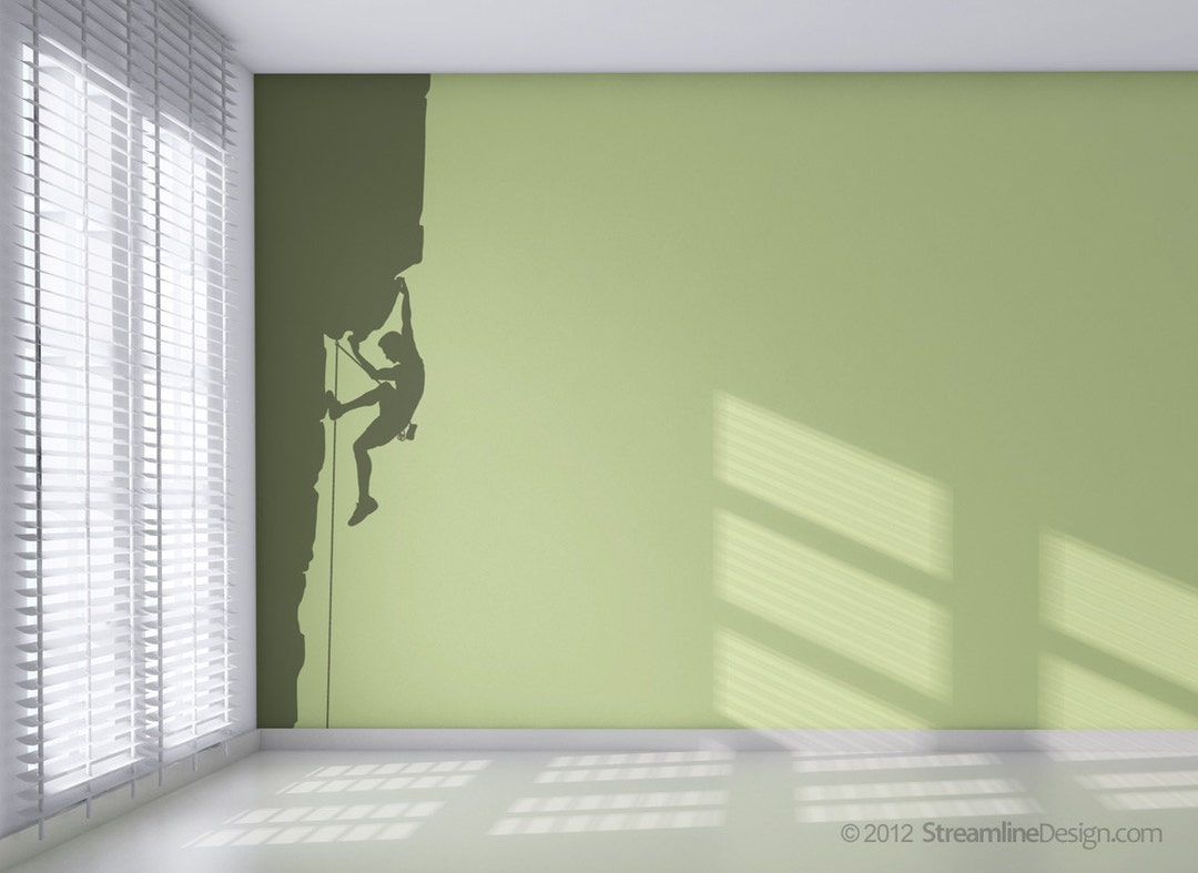 Rock Climbing Wall Decal 8ft Tall Style 3 | Rock Climber Outdoor Sports ...