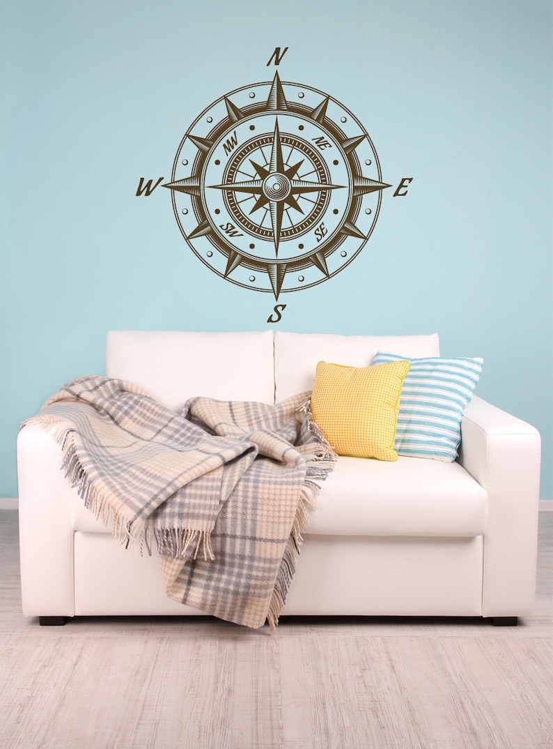 Compass Rose 2 Large Wall Decal nautical wall art beach | Etsy