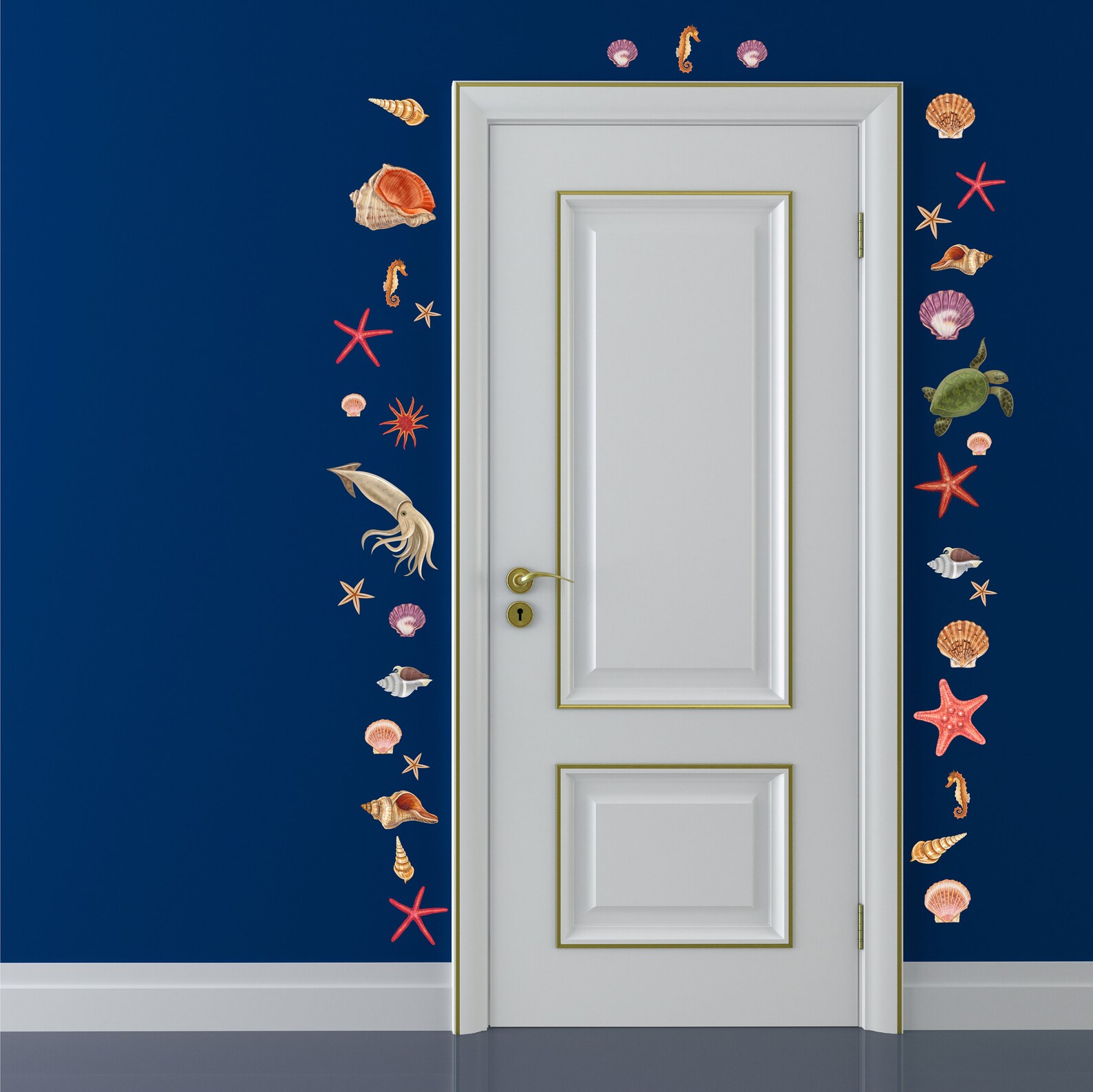 Shells and Sea Life Wall Decals Shells Starfish Squid Sea - Etsy