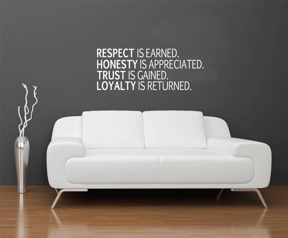 Respect Honesty Trust Loyalty Wall Decal: Office Decor, Motivational ...