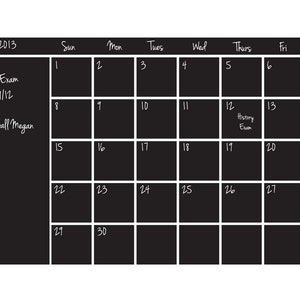 Chalkboard Calendar Wall Decal reusable calendar chalkboard | Etsy