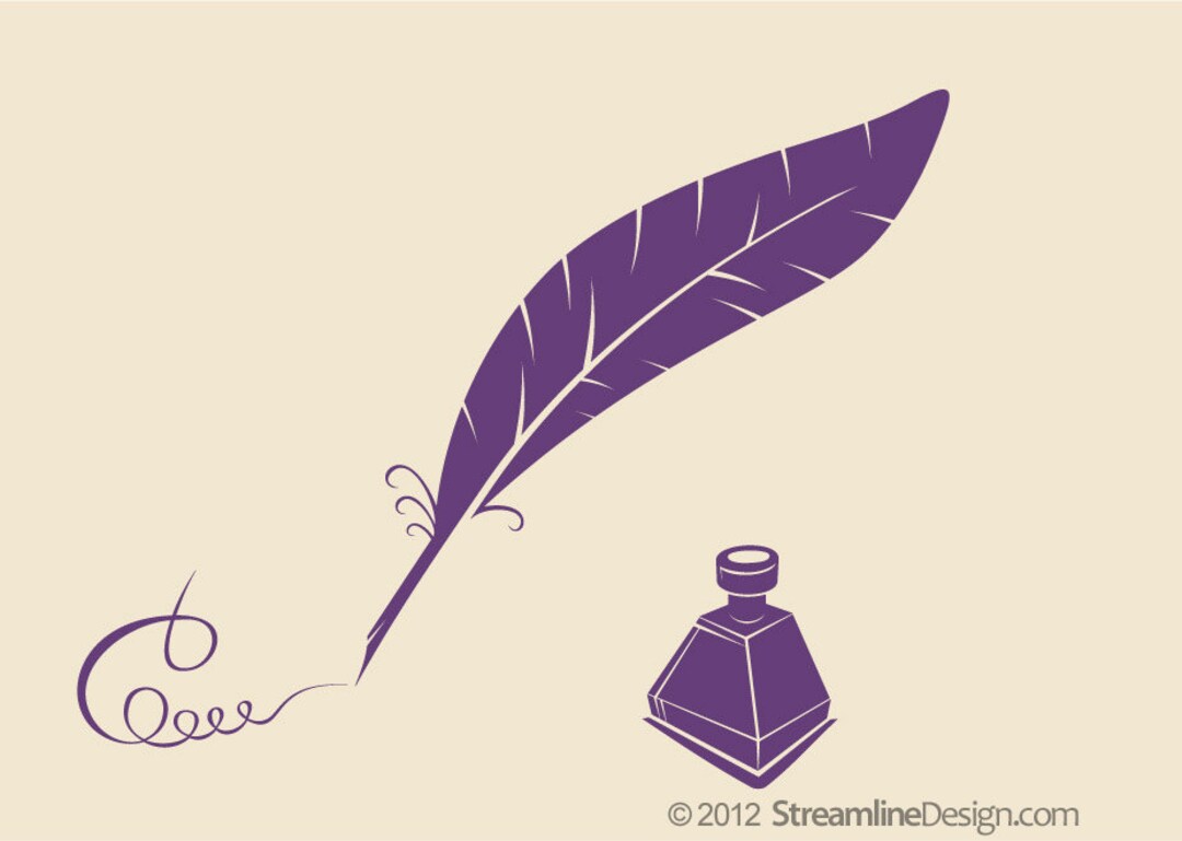 Quill Pen and Ink - Removable Vinyl Wall Decal - Gift for Writer - Etsy