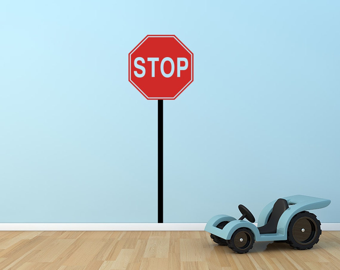 Stop Sign Wall Decal Wall Art Sticker Decal Traffic Kids - Etsy