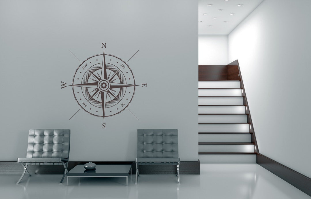 Compass Rose Large Wall Decal | Nautical Wall Art Nautical Decor Beach ...