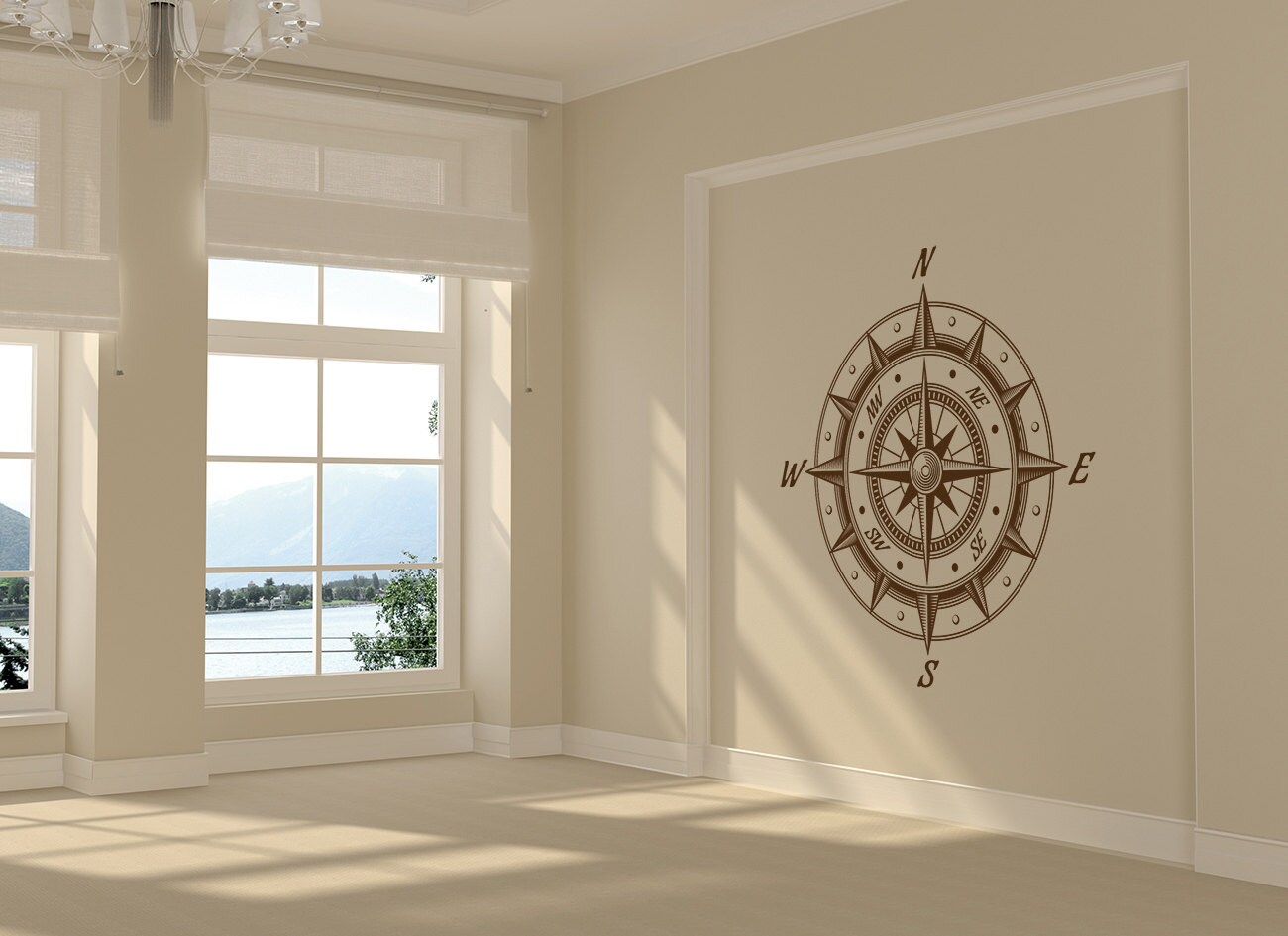 Compass Rose 2 Large Wall Decal nautical wall art beach | Etsy