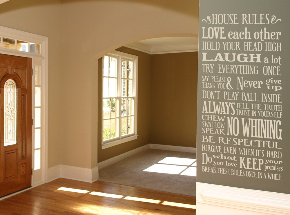 House Rules Vinyl Wall Decal family rules wall decal house | Etsy