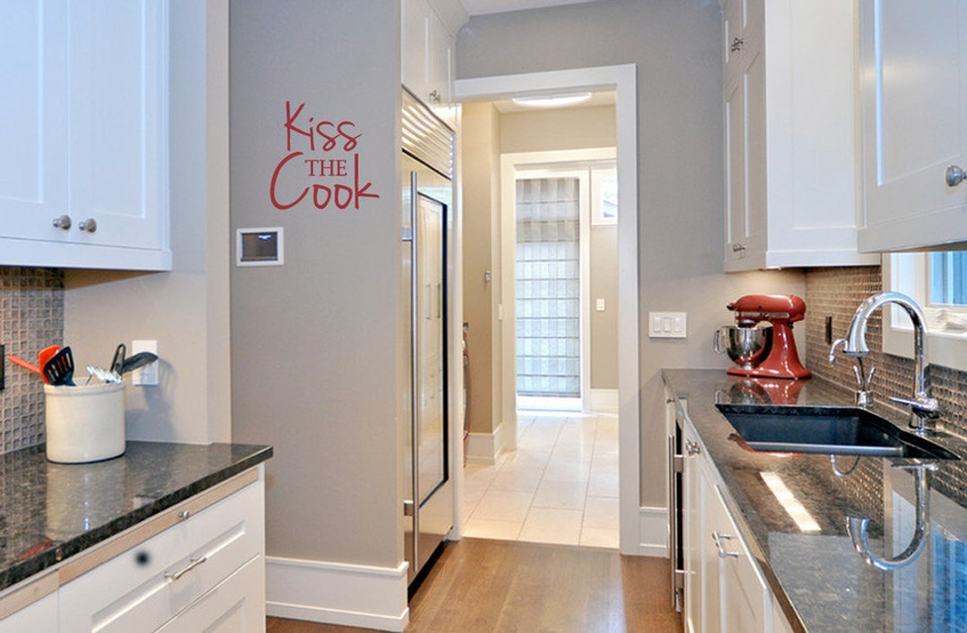 Kiss the Cook Removable Wall Vinyl, Kitchen Wall Sticker Cooking Baking ...