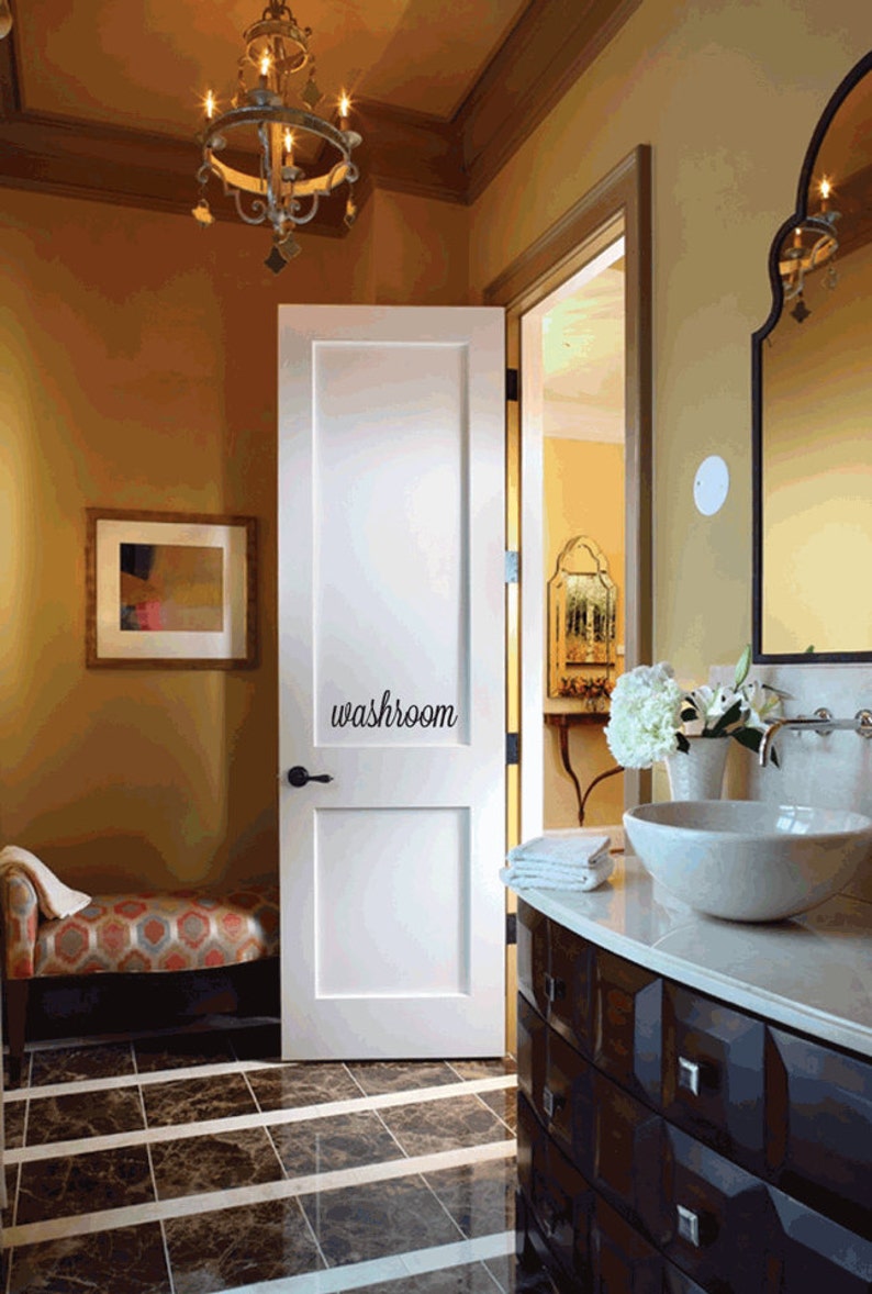 Washroom Removable Wall Decal Bathroom Sign Bathroom Decals | Etsy