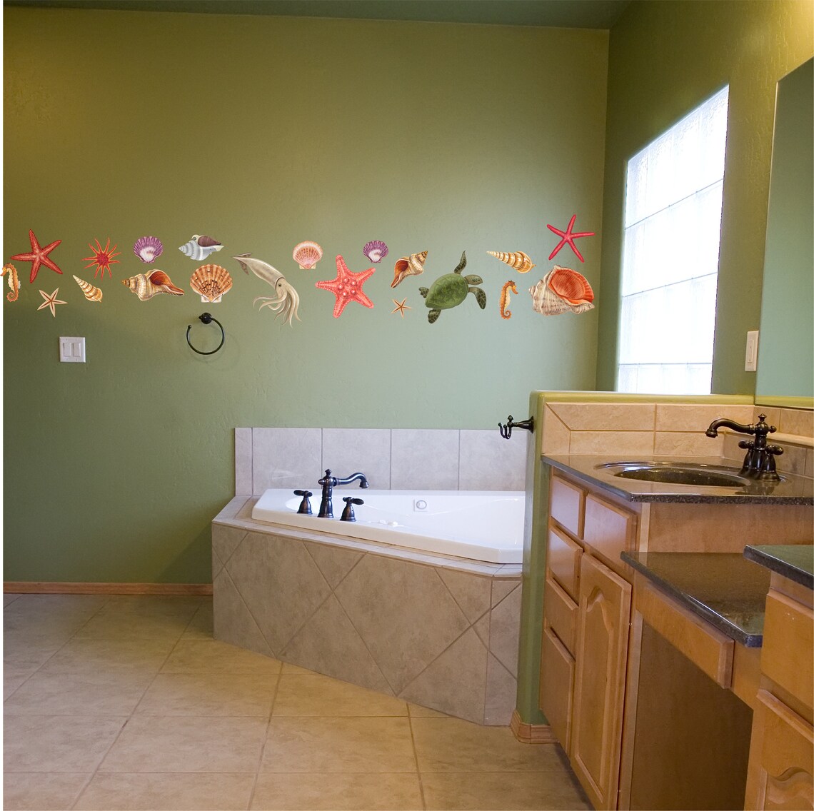 Shells and Sea Life Wall Decals Shells Starfish Squid Sea - Etsy