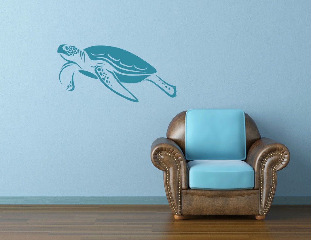 Large Swimming Sea Turtle Wall Decal | Sea Turtle Wall Art Sea Turtle ...