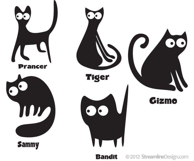 Silly Silhouette Cats Wall Decal Cat Lover Crazy Cat Lady - Etsy