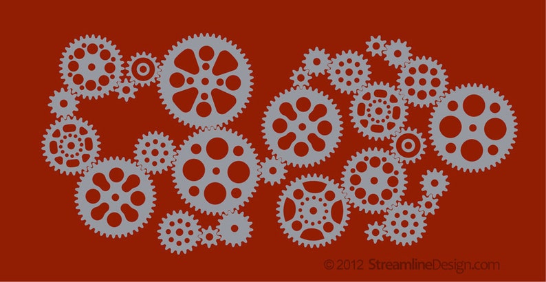 Steampunk Gears Wall Decal | Steampunk Decor Mechanical Wall Sticker ...