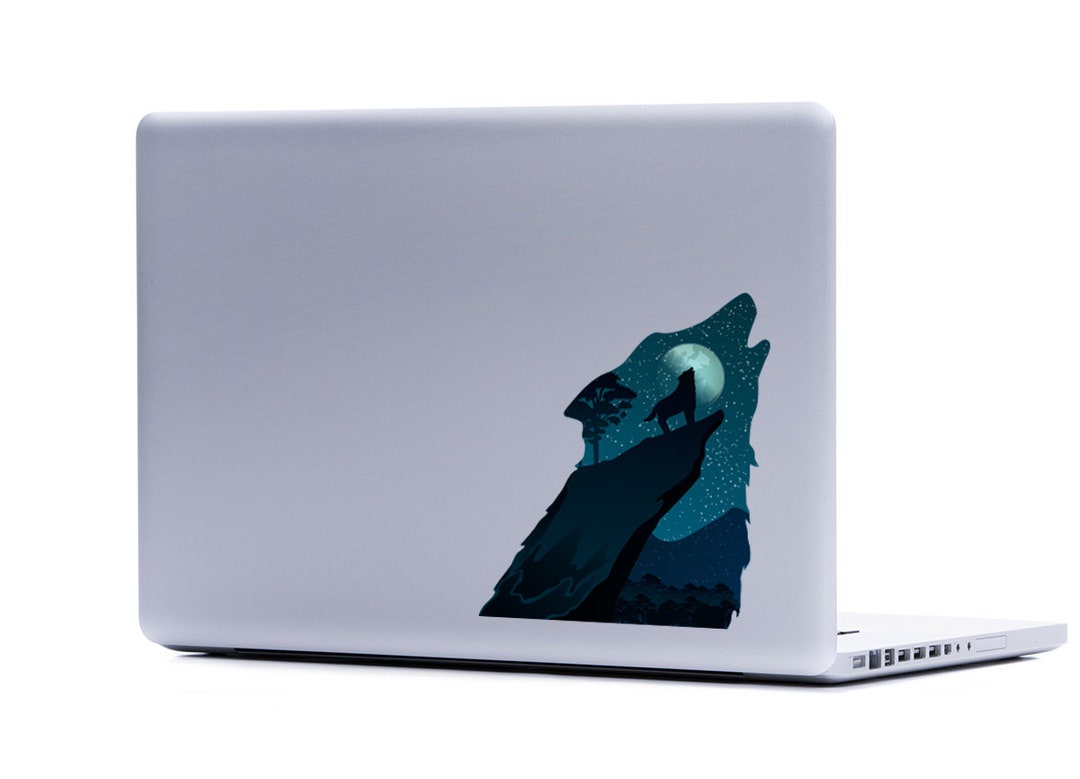 Howling Wolf Laptop Decal | Wolf Sticker FREE SHIPPING Stocking Stuffer ...