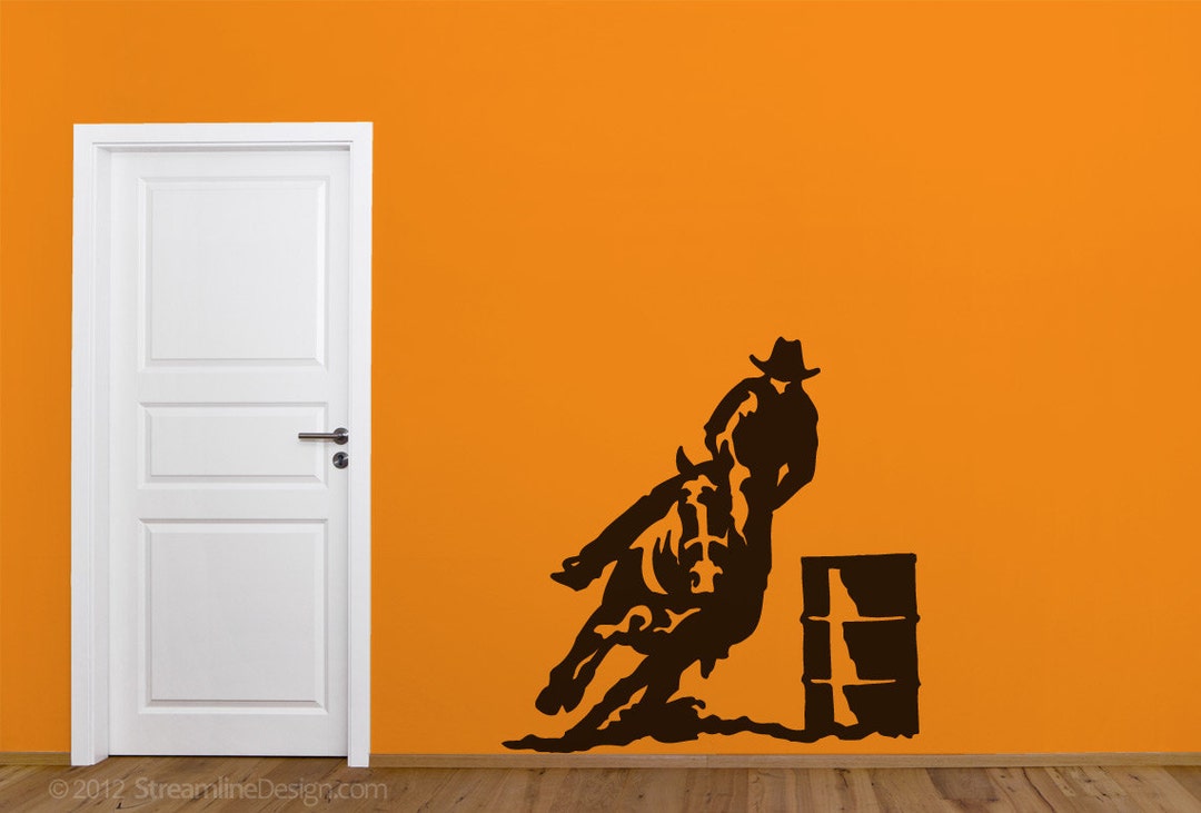 Horse Barrel Racing Vinyl Wall Decal | Rodeo Wall Decals Lover Barrel ...