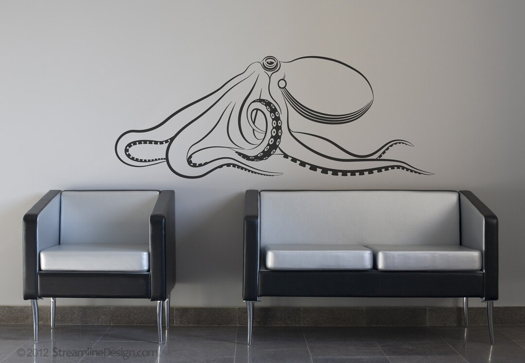 Giant Octopus Wall Decal | Large Octopus Decal Kraken Squid Wall Decor ...