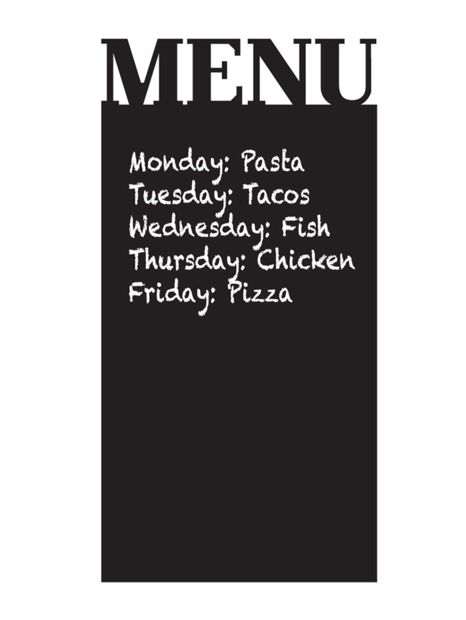 Chalkboard Menu Removable Decal Meal Organization Weekly - Etsy