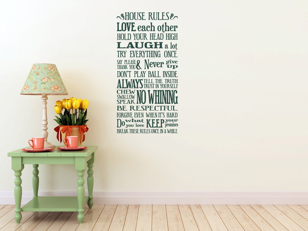 House Rules Vinyl Wall Decal Family Rules Wall Decal House Rules Decal ...