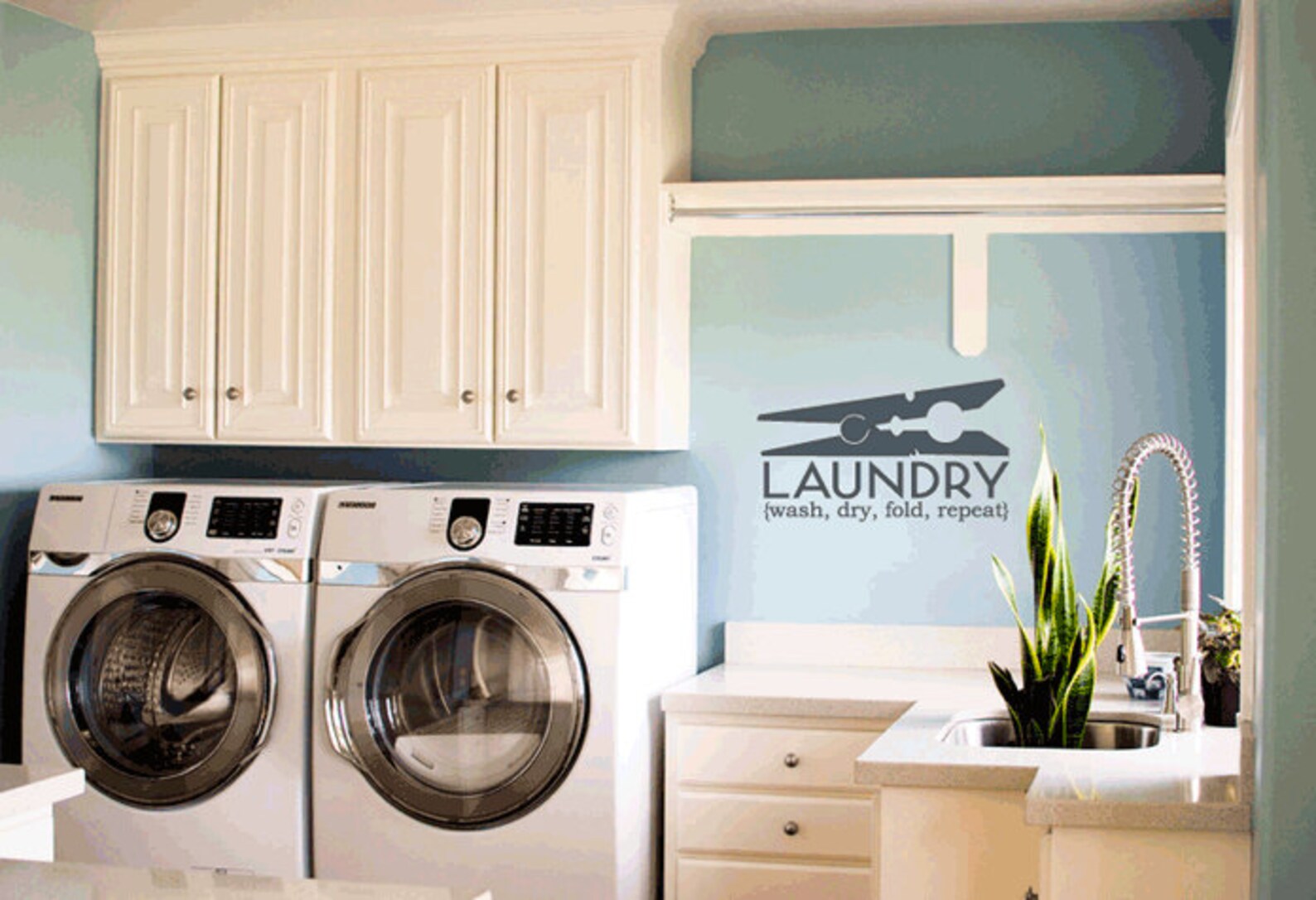 Laundry Clothes Pin Wall Decal Laundry Room Wall Decor Wall - Etsy