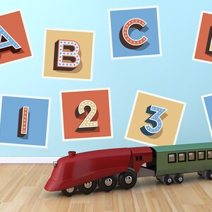 Childrens Retro Alphabet and Number Wall Decals Learning Letters Abc ...