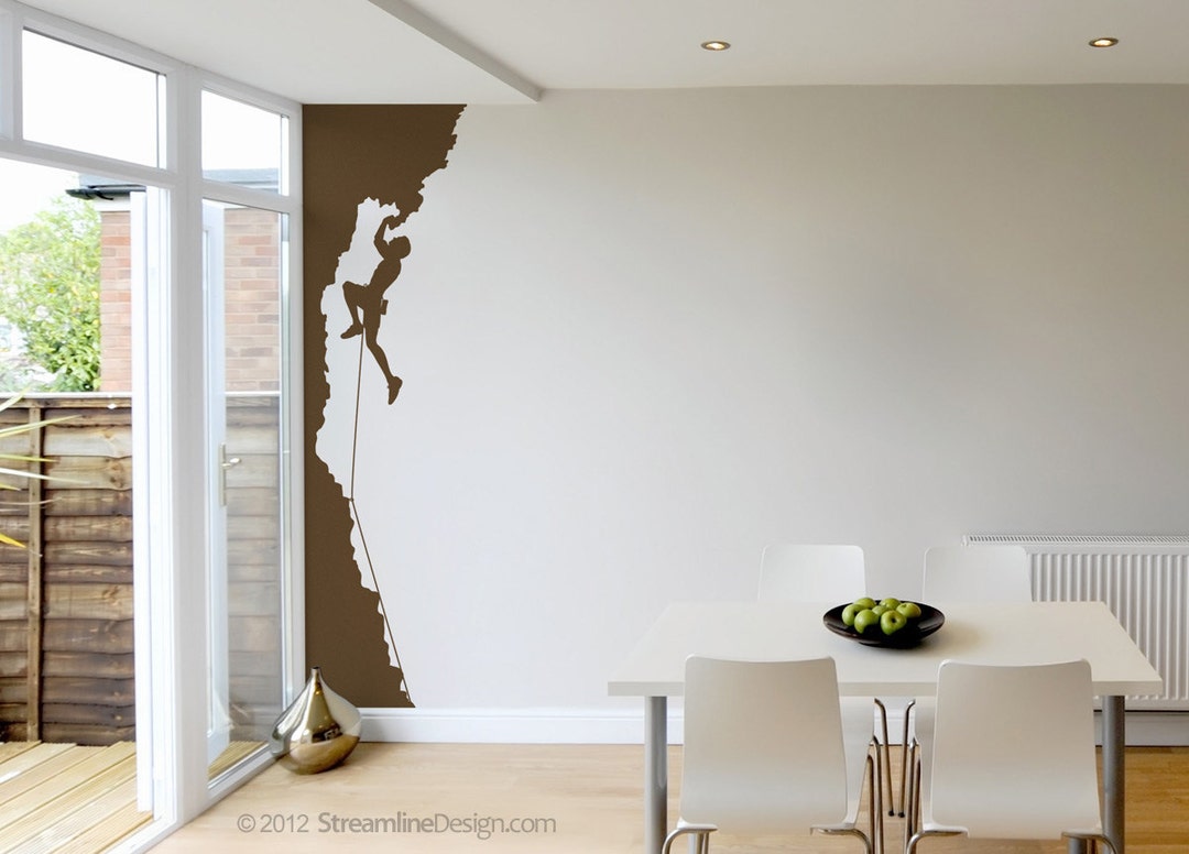 Rock Climbing Vinyl Wall Decal: 8ft Tall Climber Silhouette #1 - Etsy