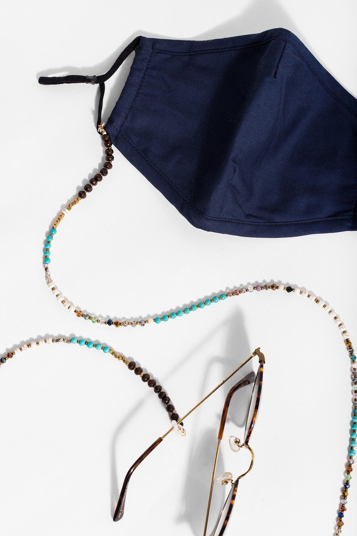 Beaded Mask Chain Holder, Turquoise Bead Face Mask Necklace, Sunglasses ...