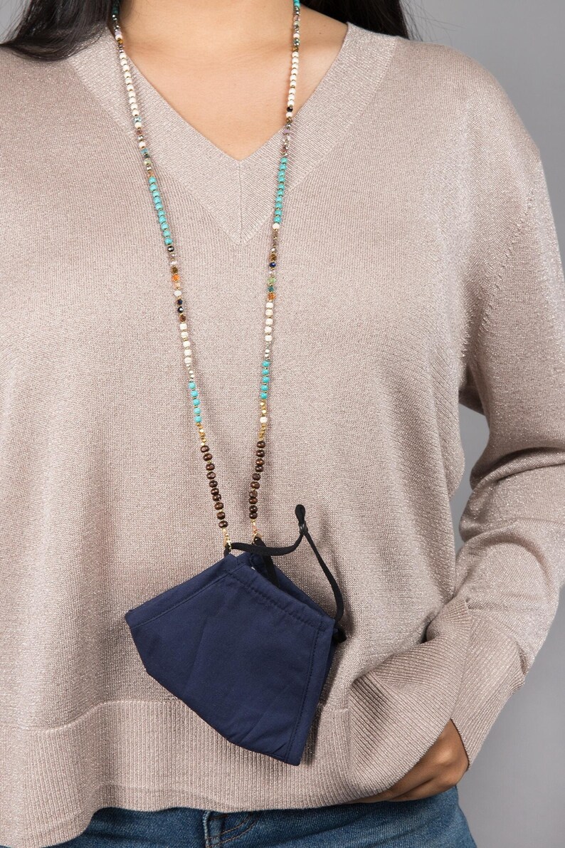 Beaded Mask Chain Holder, Turquoise Bead Face Mask Necklace, Sunglasses ...