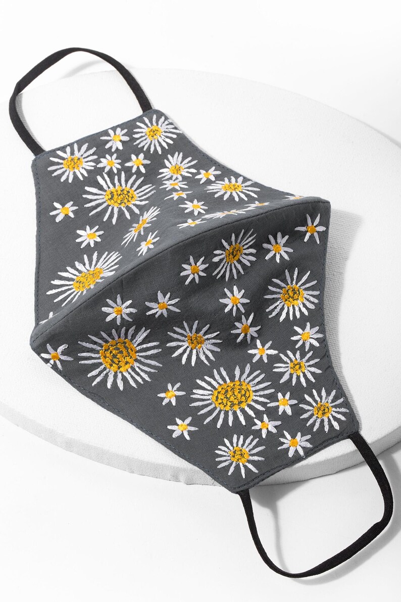 Flower Embroidered Face Masks for Women, Hand Embroidered Mask, Floral ...