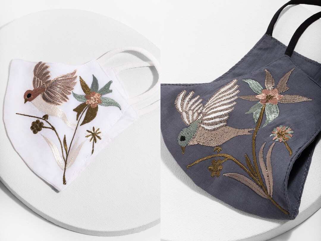 Hummingbird Embroidered Masks - Etsy
