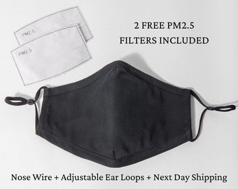Plain Black Mask With Filter - Etsy