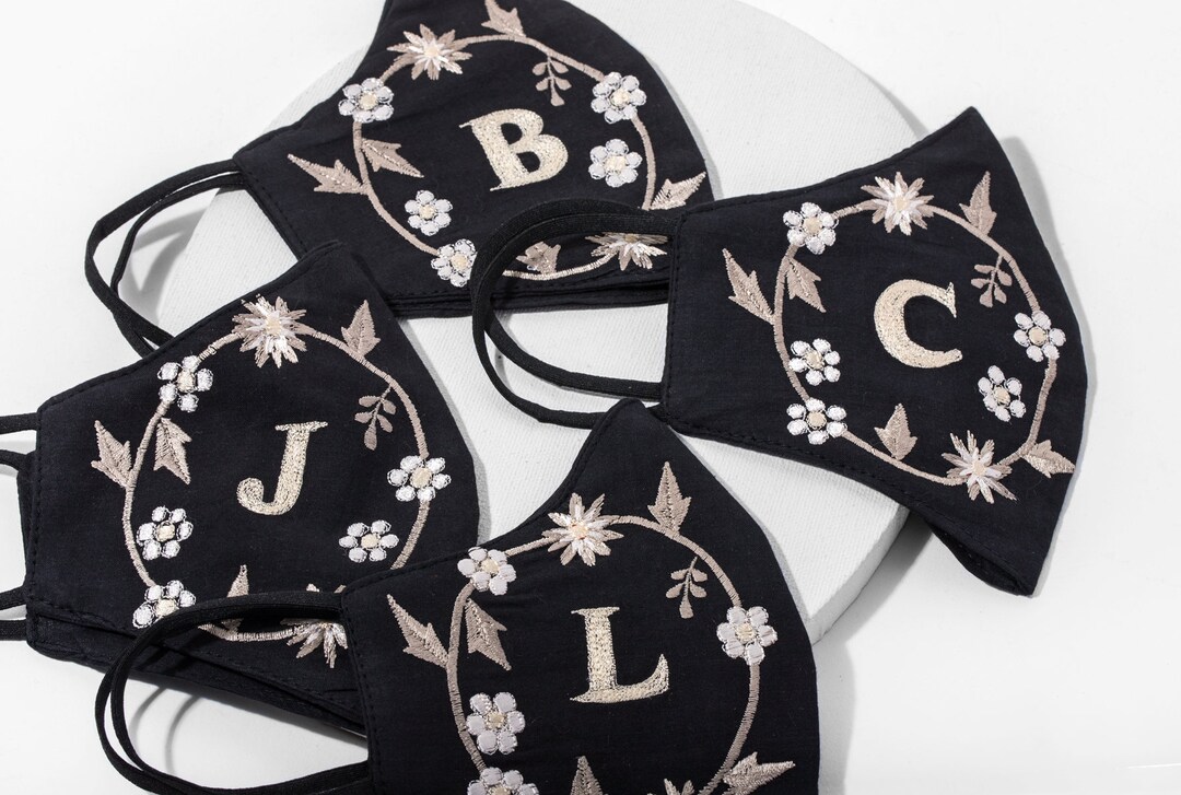 Custom Embroidered Monogram Face Mask, Personalized Fancy Mask With ...