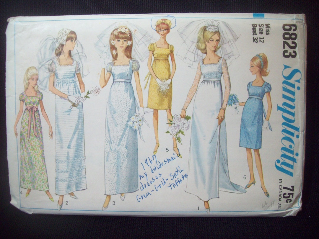 Vintage Simplicity Pattern 6823 Wedding Dress Detachable Train - Etsy