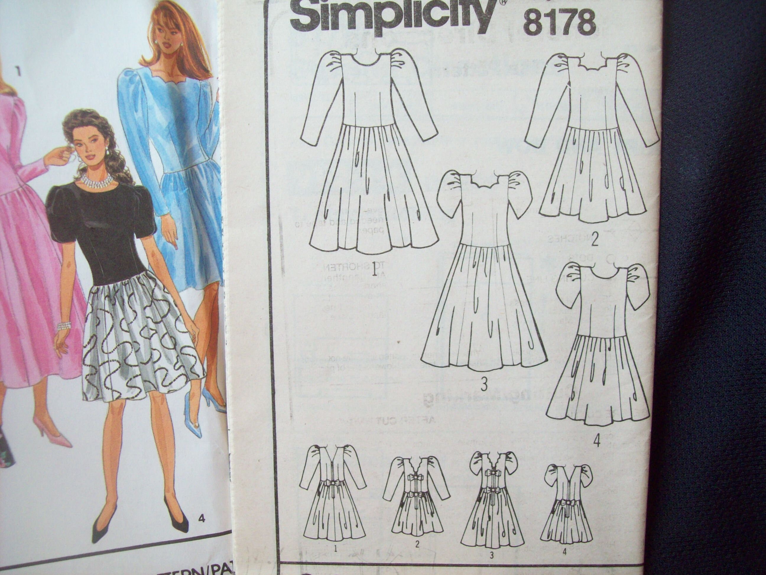 Vintage Simplicity Pattern 8178 Full Skirt, Semi Fitted Bodice Dress ...