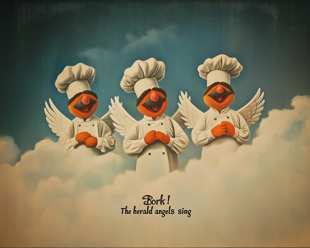 Bork the Herald Angels Sing - Chef Puppet Angelic Choir Hymn Bible ...