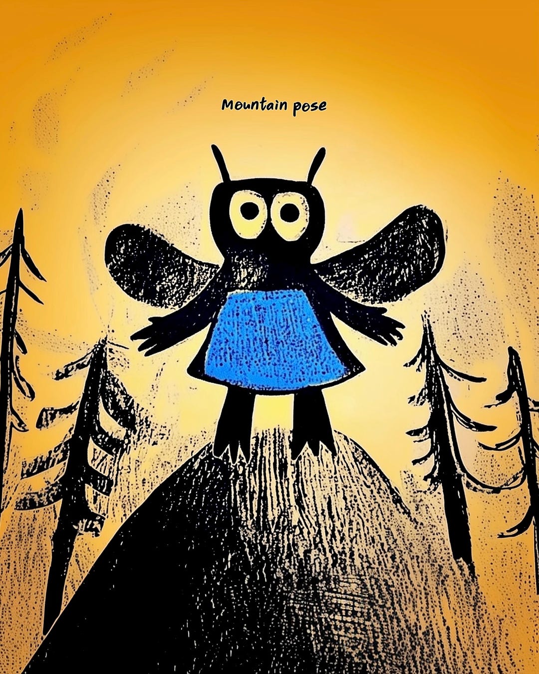 Mothman Doing Mountain Pose Tadasana Yoga - Cryptid Workout Stretching ...