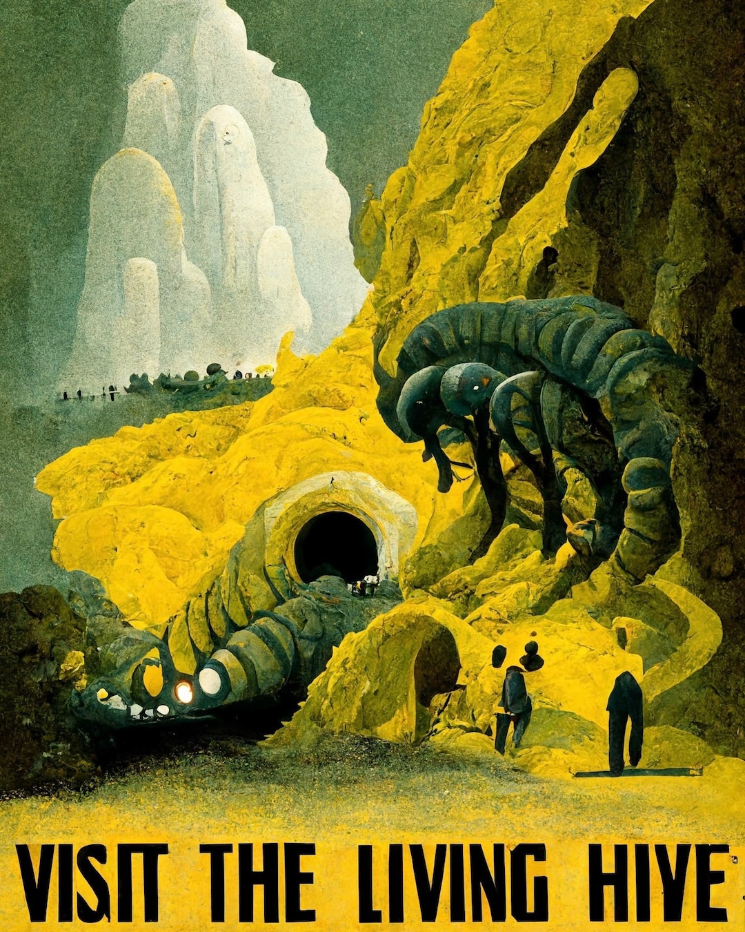 Visit the Taxxon Living Hive Caves and Tunnels - Vintage Travel Poster ...