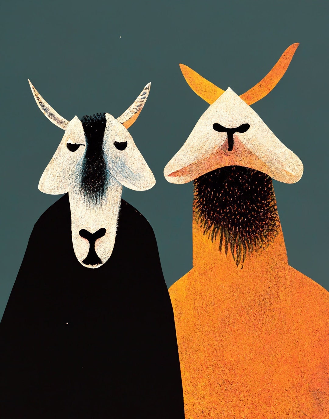 Belligerent Goats - AI Illustration Style 8x10 Inch Print - Etsy