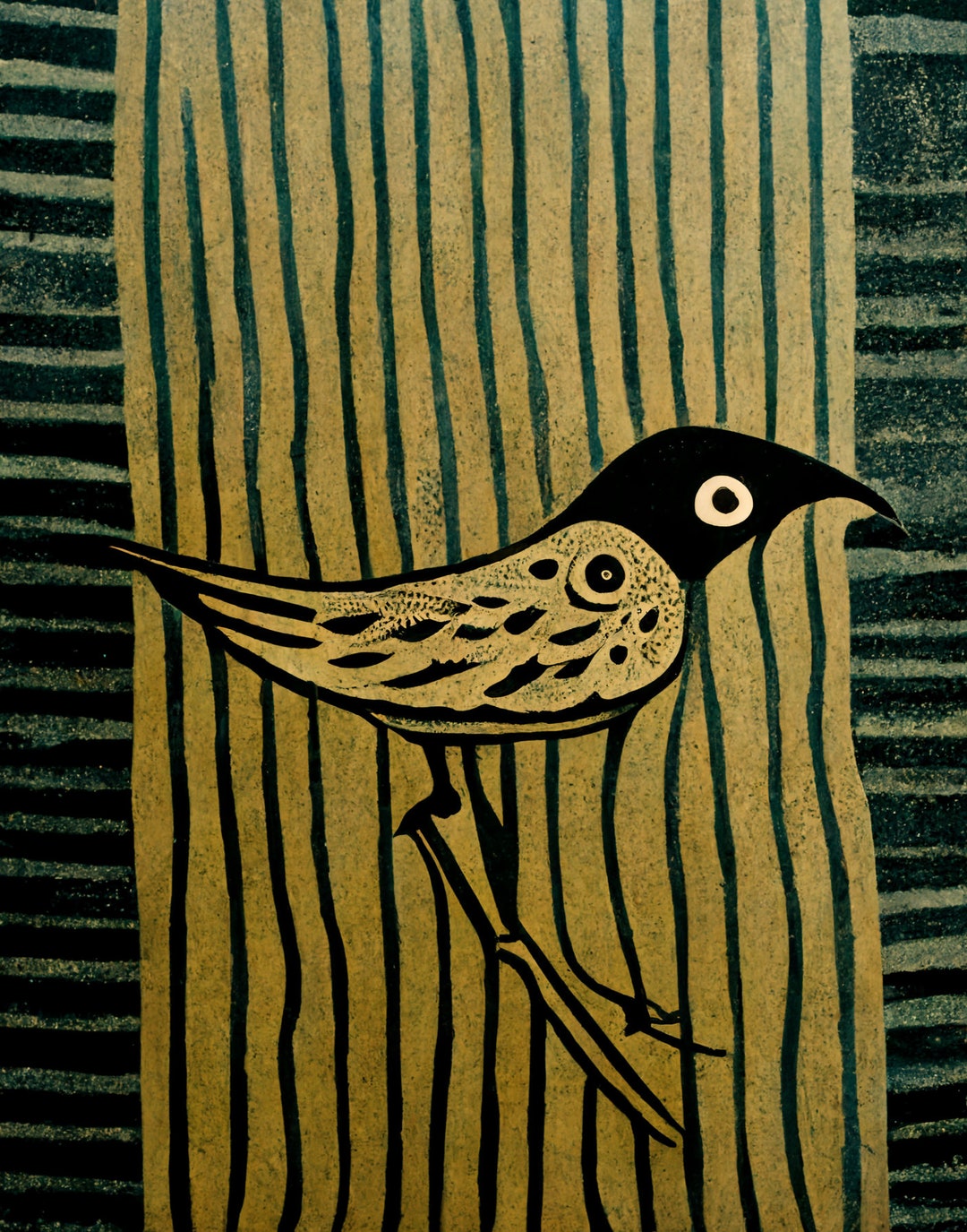 Magpie Bird - AI Linocut Style 8x10 Inch Art Print - Etsy