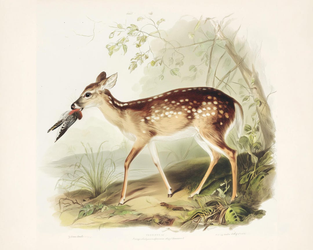 Opportunistic Omnivore Deer Eating Bird - Meat Eater Vegetarian Forest ...