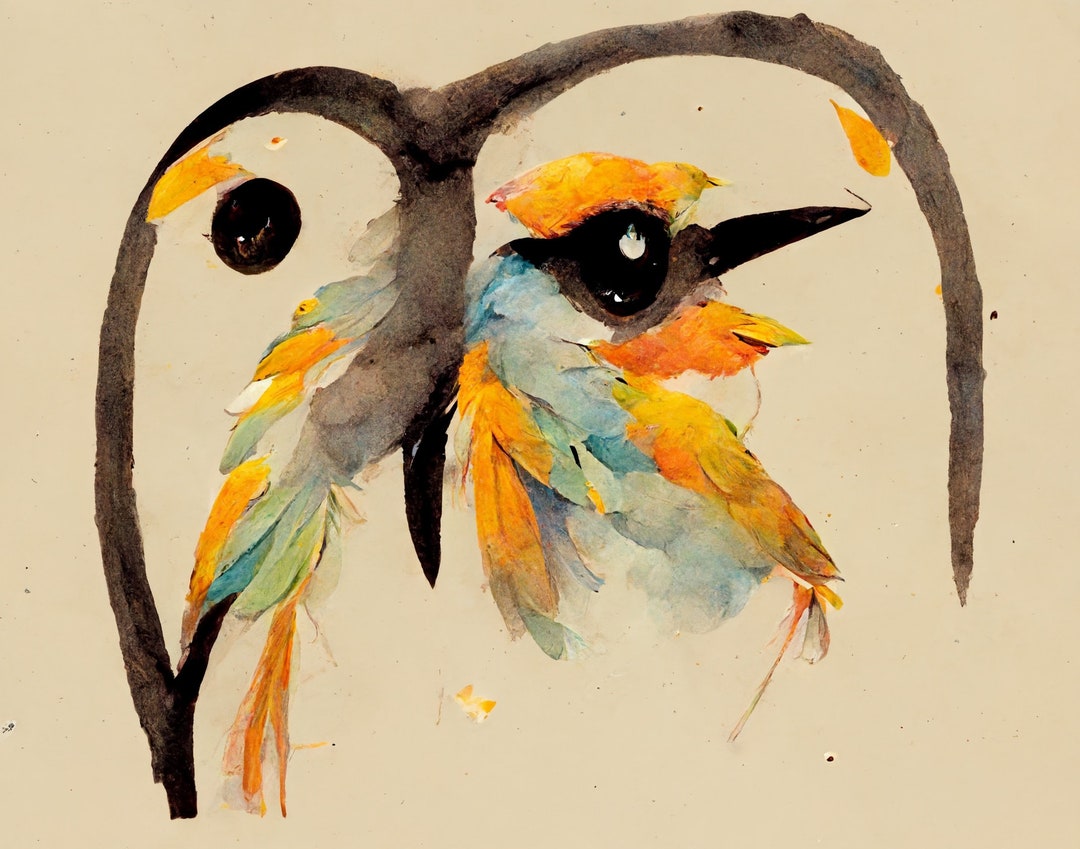 Colorful Barn Owl Portrait - AI Watercolor Style 8x10 Inch Print - Etsy