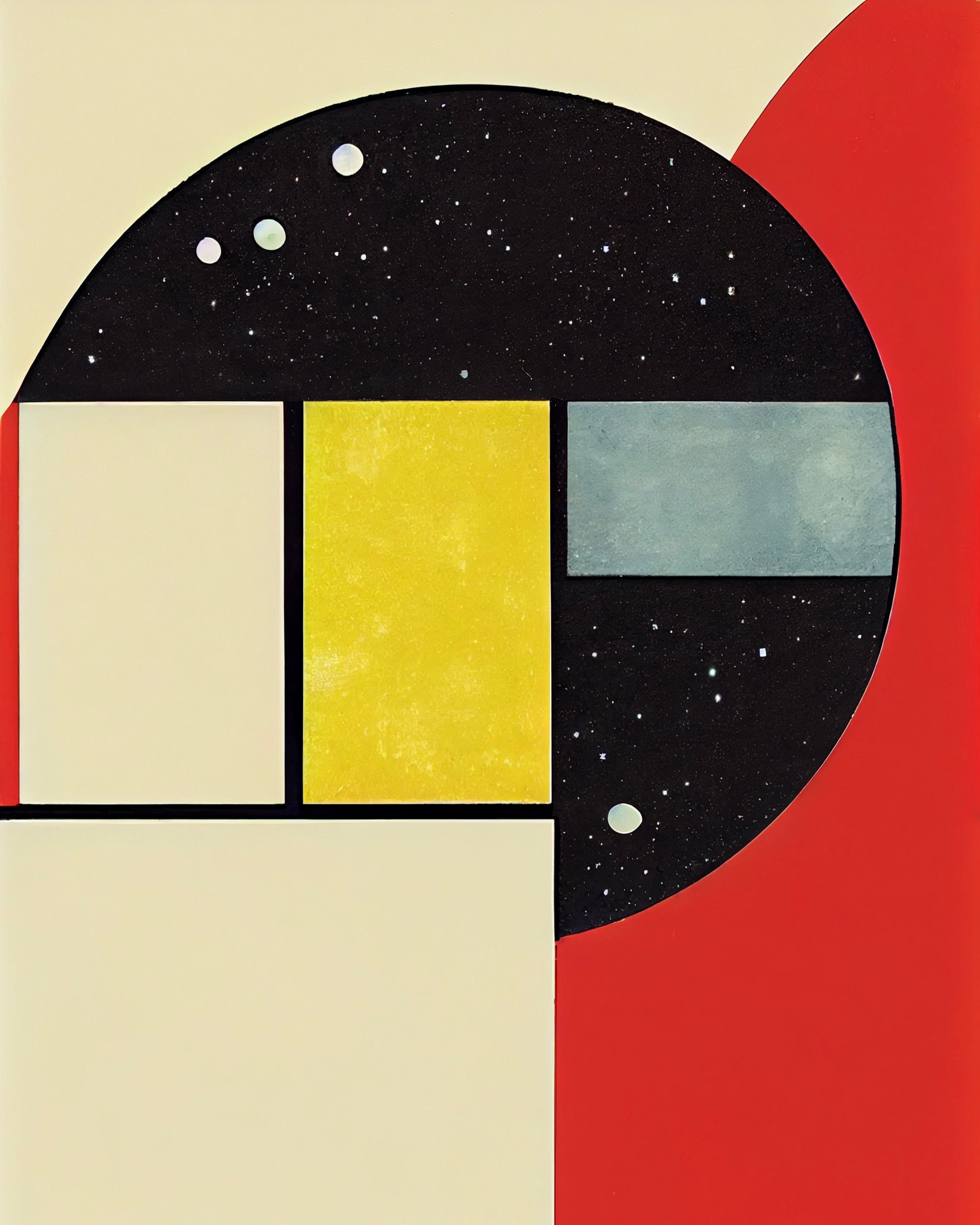 The De Stijl Astronomer - AI Vintage Neoplasticism Painting 8x10 Inch ...
