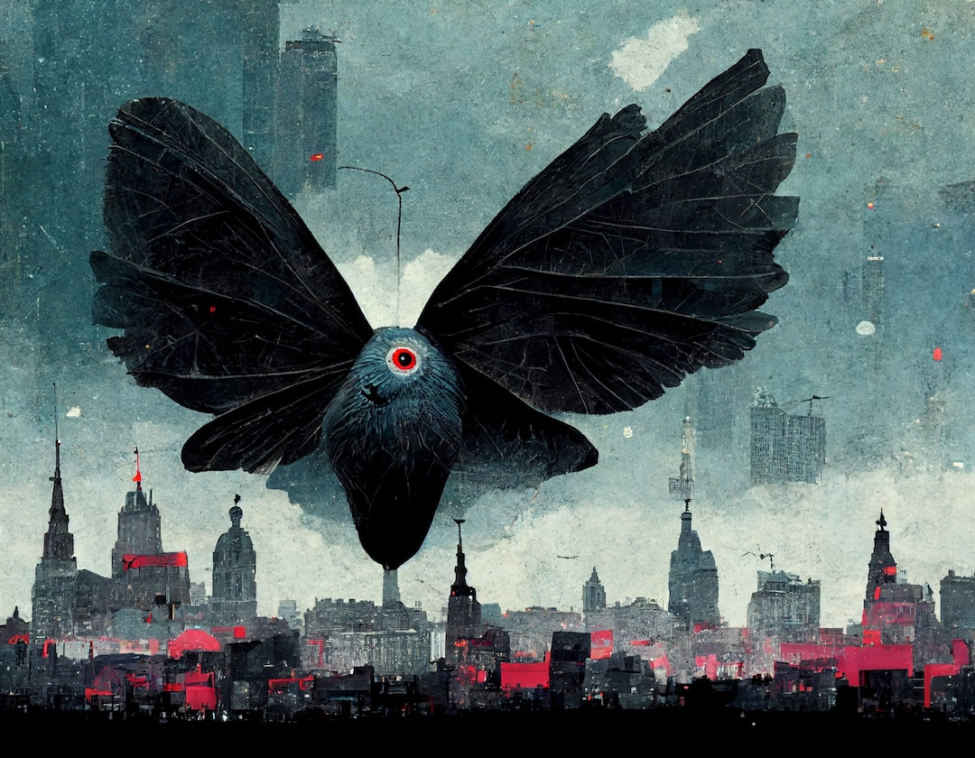 The Mothman and the Capitol City - AI Illustration Style 8x10 Inch ...