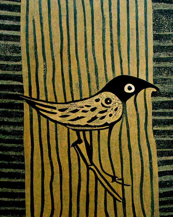 Magpie Bird AI Linocut Style 8x10 Inch Art Print - Etsy